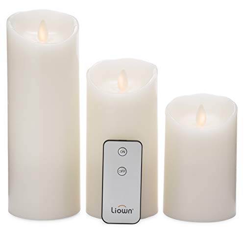 Raz Imports Push Flame Ivory Pillar Candles with Remote, Set of 3|2C - Flameless Lighting Accent and Decorative Light Source - Flickering Scented Candles for Garden, Patio, Bathroom and Living Room