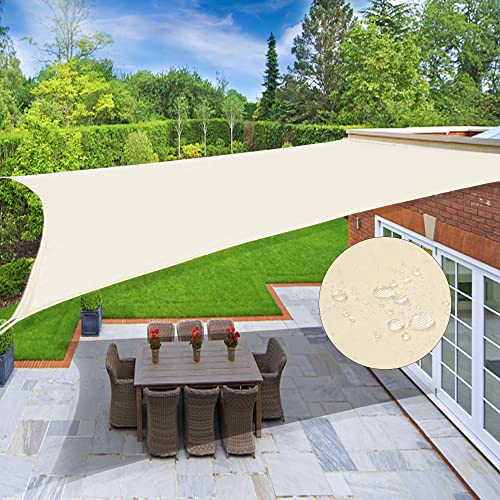 OBABA Waterproof Shade Sail, Rectangle Patio Shades Sun Canopy UV Block Cover for Outdoor Garden Backyard Activities