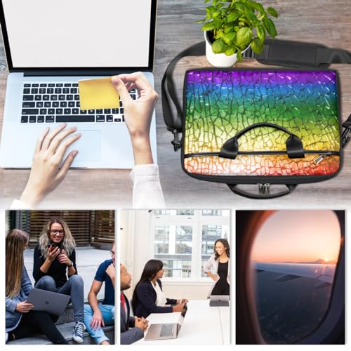Rainbow Crack Laptop Computer Bag Waterproof Shoulder Messenger Bag 13-15 inch Durable Laptop Tote Bag with Shoulder Strap Handle Lightweight Crossbody Briefcase