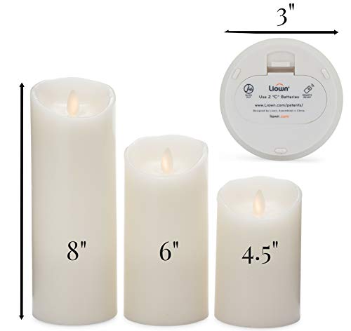Raz Imports Push Flame Ivory Pillar Candles with Remote, Set of 3|2C - Flameless Lighting Accent and Decorative Light Source - Flickering Scented Candles for Garden, Patio, Bathroom and Living Room