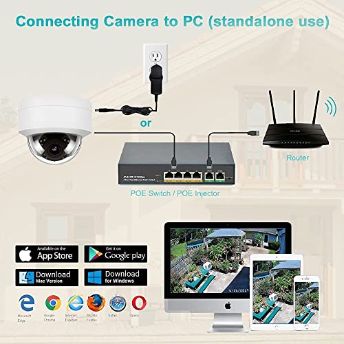 5MP PoE IP Dome Security Camera, 2.8mm Wide Angle, H.265 IP66 Waterproof Built-in Micphone/Audio, Compatible with Hik Vision NVR, Not PTZ Camera