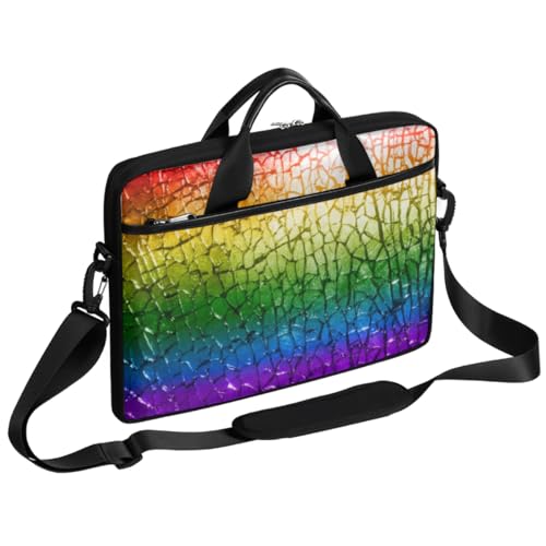 Rainbow Crack Laptop Computer Bag Waterproof Shoulder Messenger Bag 13-15 inch Durable Laptop Tote Bag with Shoulder Strap Handle Lightweight Crossbody Briefcase