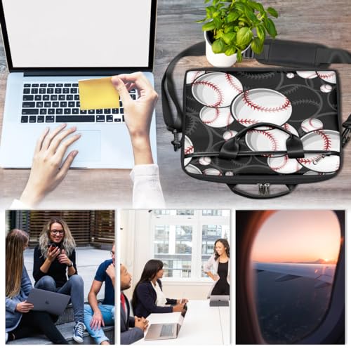 Baseball Laptop Computer Bag Waterproof Shoulder Messenger Bag 13-15 inch Durable Laptop Tote Bag with Shoulder Strap Handle Lightweight Crossbody Briefcase
