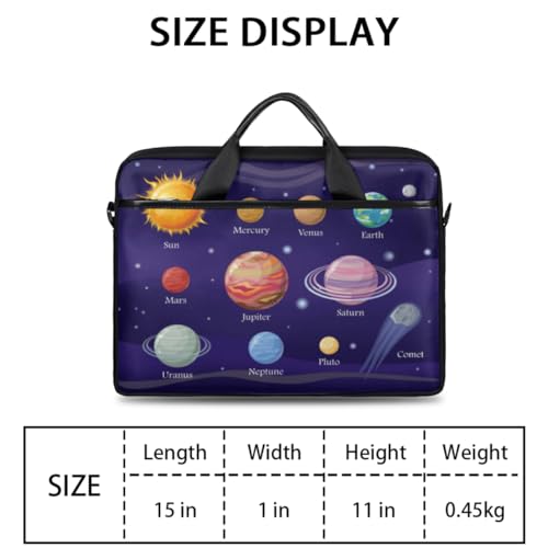 Planet Laptop Computer Bag Waterproof Shoulder Messenger Bag 13-15 inch Durable Laptop Tote Bag with Shoulder Strap Handle Lightweight Crossbody Briefcase