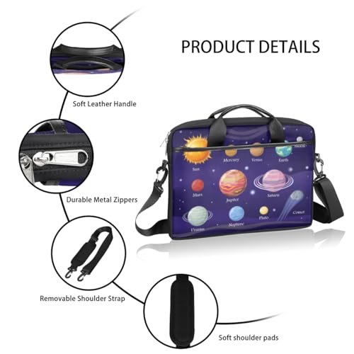 Planet Laptop Computer Bag Waterproof Shoulder Messenger Bag 13-15 inch Durable Laptop Tote Bag with Shoulder Strap Handle Lightweight Crossbody Briefcase