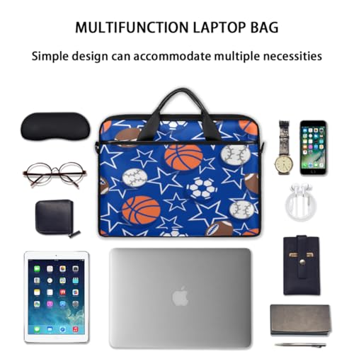 Sport Balls Laptop Computer Bag Waterproof Shoulder Messenger Bag 13-15 inch Durable Laptop Tote Bag with Shoulder Strap Handle Lightweight Crossbody Briefcase