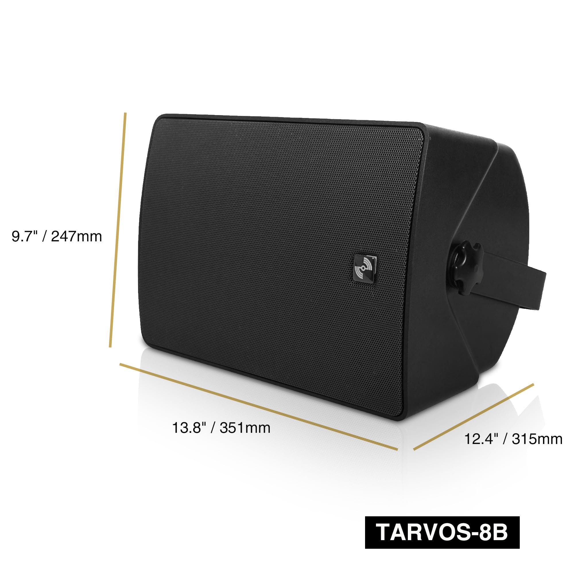 Sound Town Pair of 8" Weather-Resistant Surface-Mount Speaker, Indoor/Outdoor, 70V/100V/8ohm, for Home & Commercial Installation, Black (TARVOS-8B-PAIR)