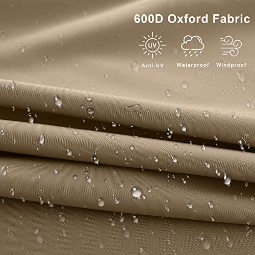 COOSHADE 600D Patio Umbrella Parasol Cover Waterproof Outdoor Anti-UV Protective Cover with Zipper Fits Cantilever Offset Umbrella 7.5-15 Feet, Khaki