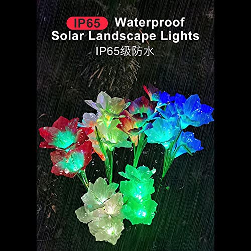 Solar Garden Flower Stake Light for Patio Lawn Pathway Outdoor, Lily Stake Lights, Spring Summer Outside Fairies Garden Accessories Decoration, Waterproof (Red)
