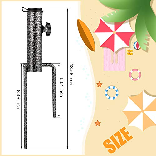 Hotop Patio Umbrella Steel Stand Beach Umbrella Metal Ground Grass Screw Holder Stands with 2 Forks, Safe for Use (3 Pieces)