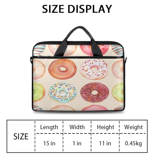 Donuts Laptop Computer Bag Waterproof Shoulder Messenger Bag 13-15 inch Durable Laptop Tote Bag with Shoulder Strap Handle Lightweight Crossbody Briefcase