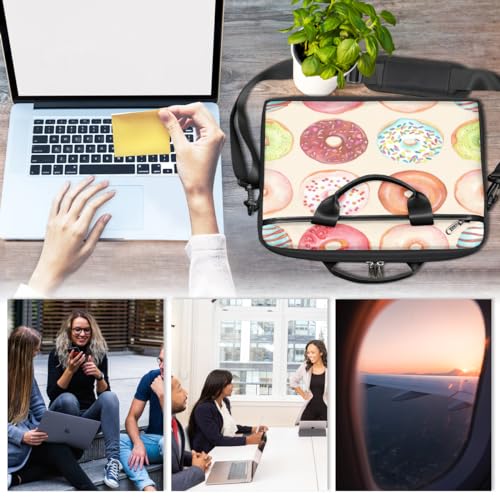 Donuts Laptop Computer Bag Waterproof Shoulder Messenger Bag 13-15 inch Durable Laptop Tote Bag with Shoulder Strap Handle Lightweight Crossbody Briefcase
