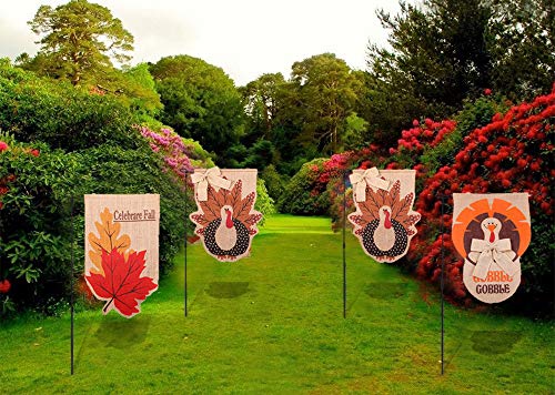 MIPON 3 Pack Garden Flag Stand Holder Stakes, Iron Weather Proof Paint with Flag Stoppers and Clip, without Flag