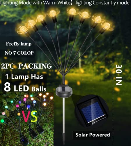 Merkia Solar Powered Garden Firefly Lights, New Upgraded 16LED Swaying Solar Lights Waterproof, Two Luminous Modes Solar Outdoor Lights, Yard Patio Pathway Decoration