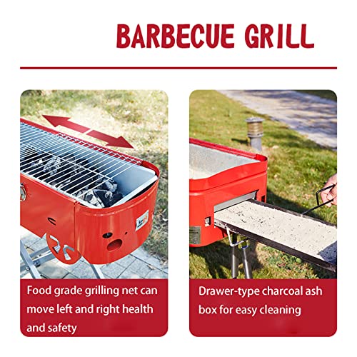 Camping Folding Car Portable Barbecue,with Folding Table Home Outdoor Courtyard Charcoal Grill Picnic