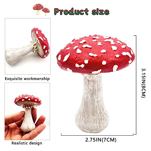 HOWFIELD Mushroom Decor Outdoor Garden Statue - Resin Miniature Figurines Fairy Garden Accessories Decor Lawn Ornaments