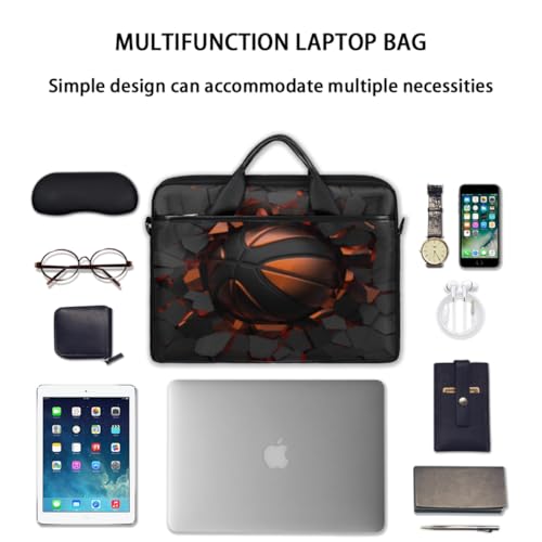 Basketball Crash Laptop Computer Bag Waterproof Shoulder Messenger Bag 13-15 inch Durable Laptop Tote Bag with Shoulder Strap Handle Lightweight Crossbody Briefcase