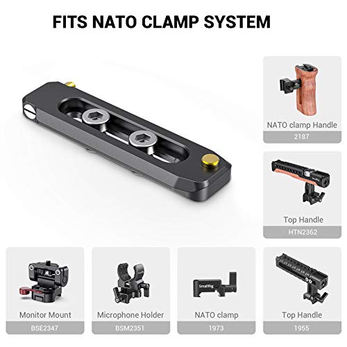 SMALLRIG Universal Low-Profile Quick Release NATO Rail Safety Rail 90mm/3.5inches Long with 1/4'' Screws for NATO Handle Camera Cage EVF Mount β BUN2484