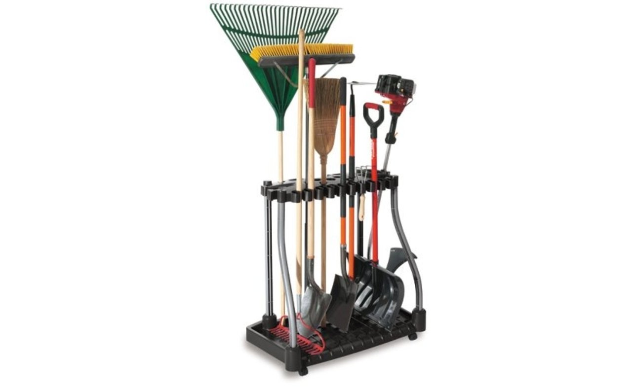 Rubbermaid Garage Tool Tower Rack, Easy to Assemble, Wheeled, Organizes up to 40 Long-Handled Tools/Rakes/ Brooms/Shovles in Home/House/Outdoor/Shed