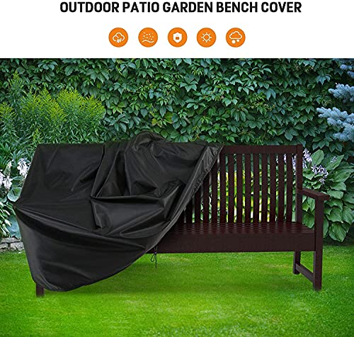 POMER Garden Bench Covers 2 Seater, Waterproof and Anti-UV Durable Fabric Outdoor Patio Loveseat Cover for 2/3 Patio Sofa