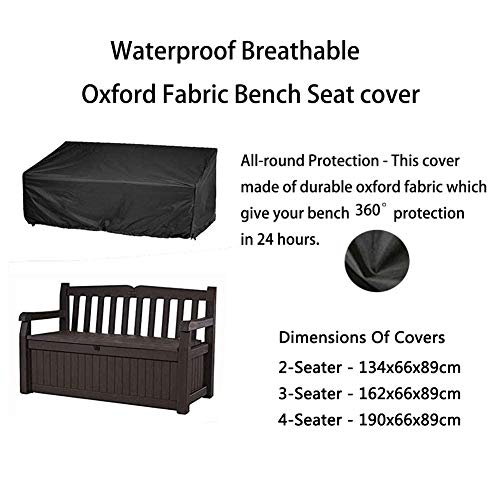 POMER Garden Bench Covers 2 Seater, Waterproof and Anti-UV Durable Fabric Outdoor Patio Loveseat Cover for 2/3 Patio Sofa