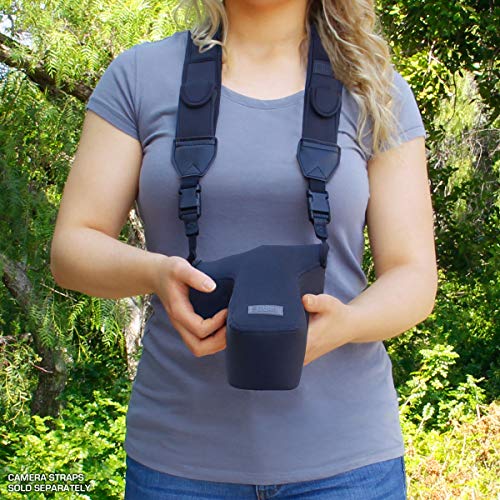 USA GEAR Camera Sleeve and Zoom Lens DSLR Camera Case with DSLR Sleeve Protection, Holster Belt Loop and Accessory Storage - Compatible with Canon, Nikon, Sony, Olympus, Pentax and More (Black)
