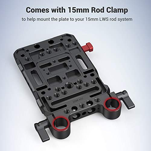 SmallRig V Mount Battery Plate, V-Lock Mount Battery Plate with Dual 15mm Rod Clamp for Camera Power Supply - 3016