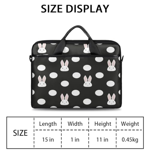 Bunny Dots Laptop Computer Bag Waterproof Shoulder Messenger Bag 13-15 inch Durable Laptop Tote Bag with Shoulder Strap Handle Lightweight Crossbody Briefcase
