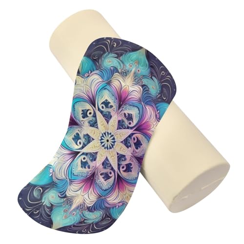 xigua Snowflakes Neck Roll Pillow for Neck Relief with Removable Washable Cover - Memory Foam Round Cylinder Bolster, Ergonomically Designed for Head, Neck, Back, and Legs