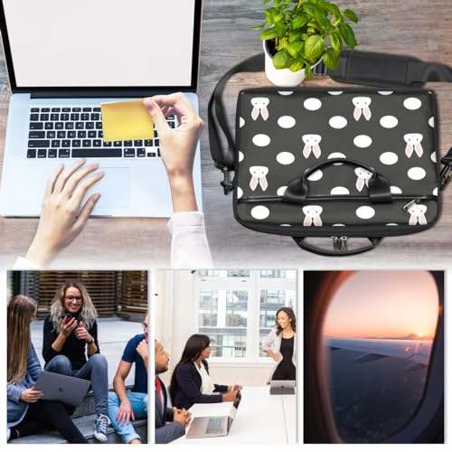 Bunny Dots Laptop Computer Bag Waterproof Shoulder Messenger Bag 13-15 inch Durable Laptop Tote Bag with Shoulder Strap Handle Lightweight Crossbody Briefcase
