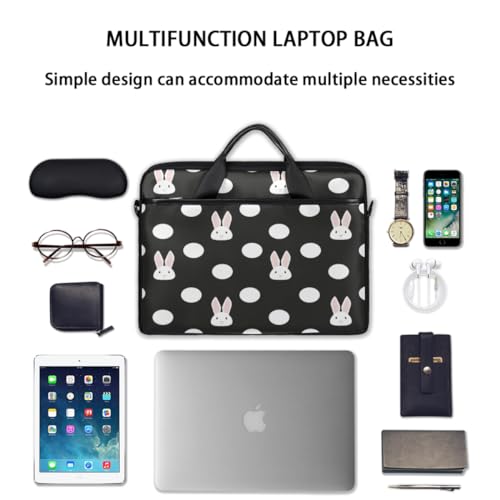 Bunny Dots Laptop Computer Bag Waterproof Shoulder Messenger Bag 13-15 inch Durable Laptop Tote Bag with Shoulder Strap Handle Lightweight Crossbody Briefcase