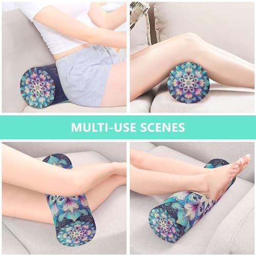 xigua Snowflakes Neck Roll Pillow for Neck Relief with Removable Washable Cover - Memory Foam Round Cylinder Bolster, Ergonomically Designed for Head, Neck, Back, and Legs