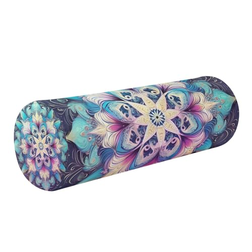 xigua Snowflakes Neck Roll Pillow for Neck Relief with Removable Washable Cover - Memory Foam Round Cylinder Bolster, Ergonomically Designed for Head, Neck, Back, and Legs