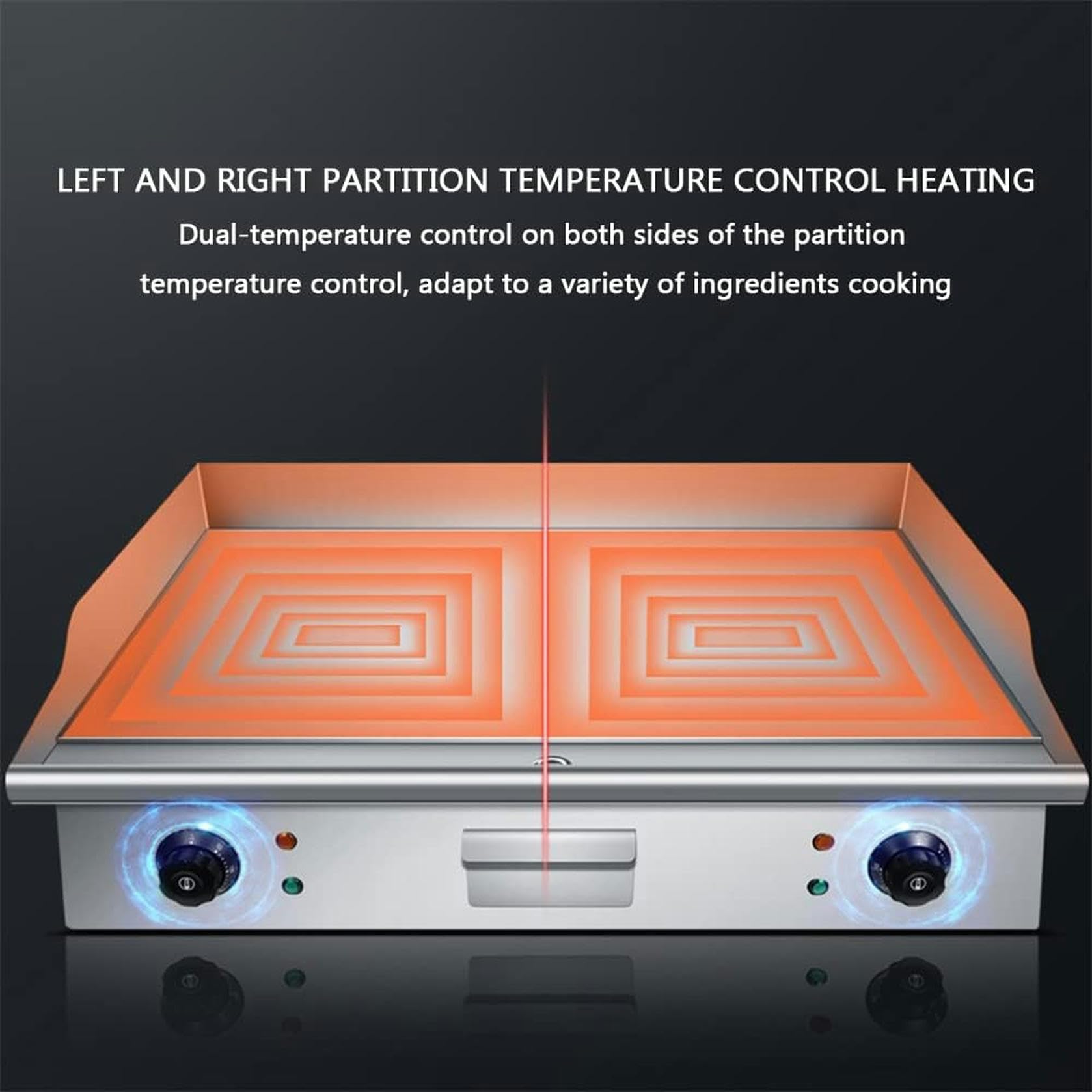 Commercial Electric Frying Pan, Flat Pan Steak Fried Rice Teppanyaki, with 50-300 ℃ Adjustable Thermostatic Control, Used in Kitchen And Dining Room