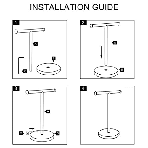 MFCHY Movable Free-Standing Hand Towel Holder Standing Tree Rack 304 Bath Towel Stand Bathroom Towel Hanger Vanities Countertop (Color : White-Fruit peach5, Size : 1)