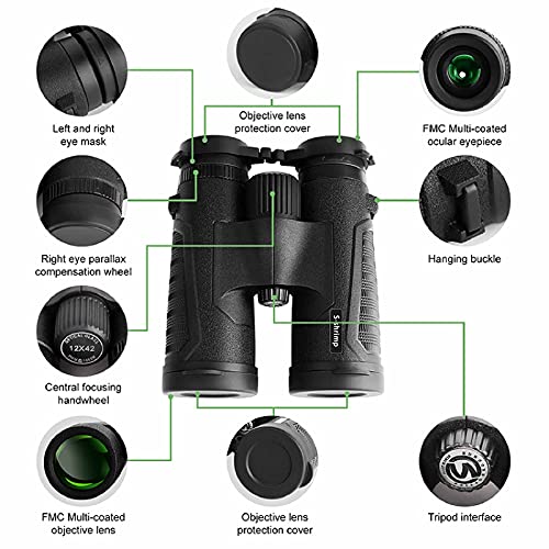 S-shrimp Binoculars 12x42 HD Binoculars for Adults Binoculars for Bird Watching high Power Binoculars Binoculars for Adults Night Vision and Day