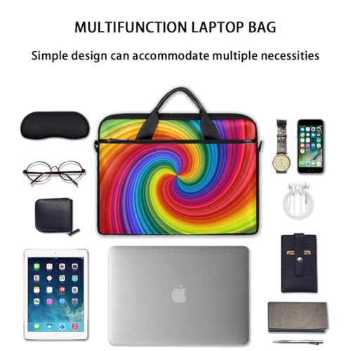 Coloful Tie Dye Laptop Computer Bag Waterproof Shoulder Messenger Bag 13-15 inch Durable Laptop Tote Bag with Shoulder Strap Handle Lightweight Crossbody Briefcase