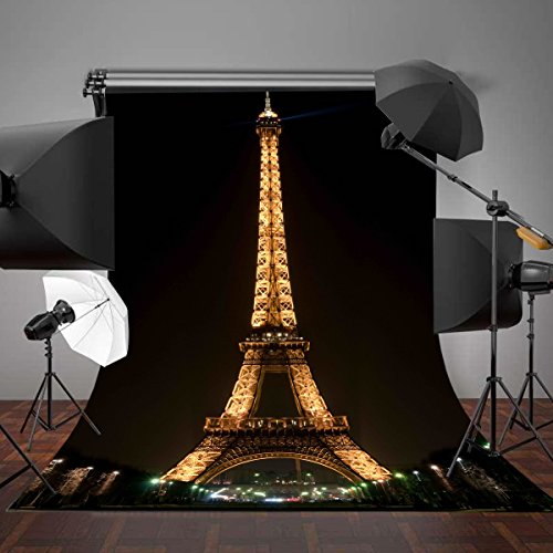 LYLYCTY 5×7ft Lights up The Night Paris Eiffel Tower Photography Backdrop Photo Studio Background Props wall-251