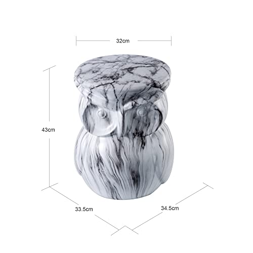 Knocbel Elephant/Owl-Shaped Ceramic Decorative Garden Stools, Indoor/Outdoor Side Table Plant Stand, 240lbs Weight Capacity (Marble Owl)