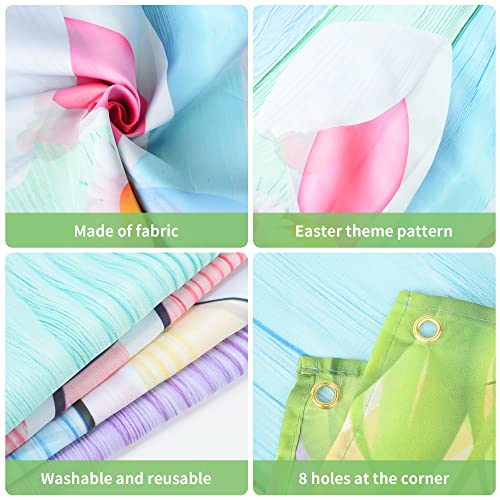Easter Garage Door Decoration Happy Easter Garage Door Banner Large Easter Bunny Egg Spring Flower Cover Background Decal for Outdoor Indoor Hanging Party Supplies 6 x 13 ft
