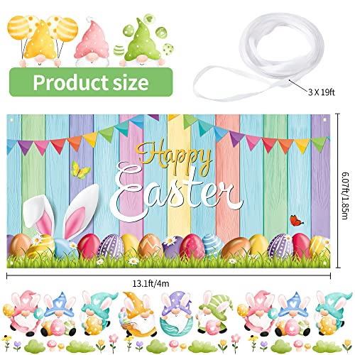 Easter Garage Door Decoration Happy Easter Garage Door Banner Large Easter Bunny Egg Spring Flower Cover Background Decal for Outdoor Indoor Hanging Party Supplies 6 x 13 ft