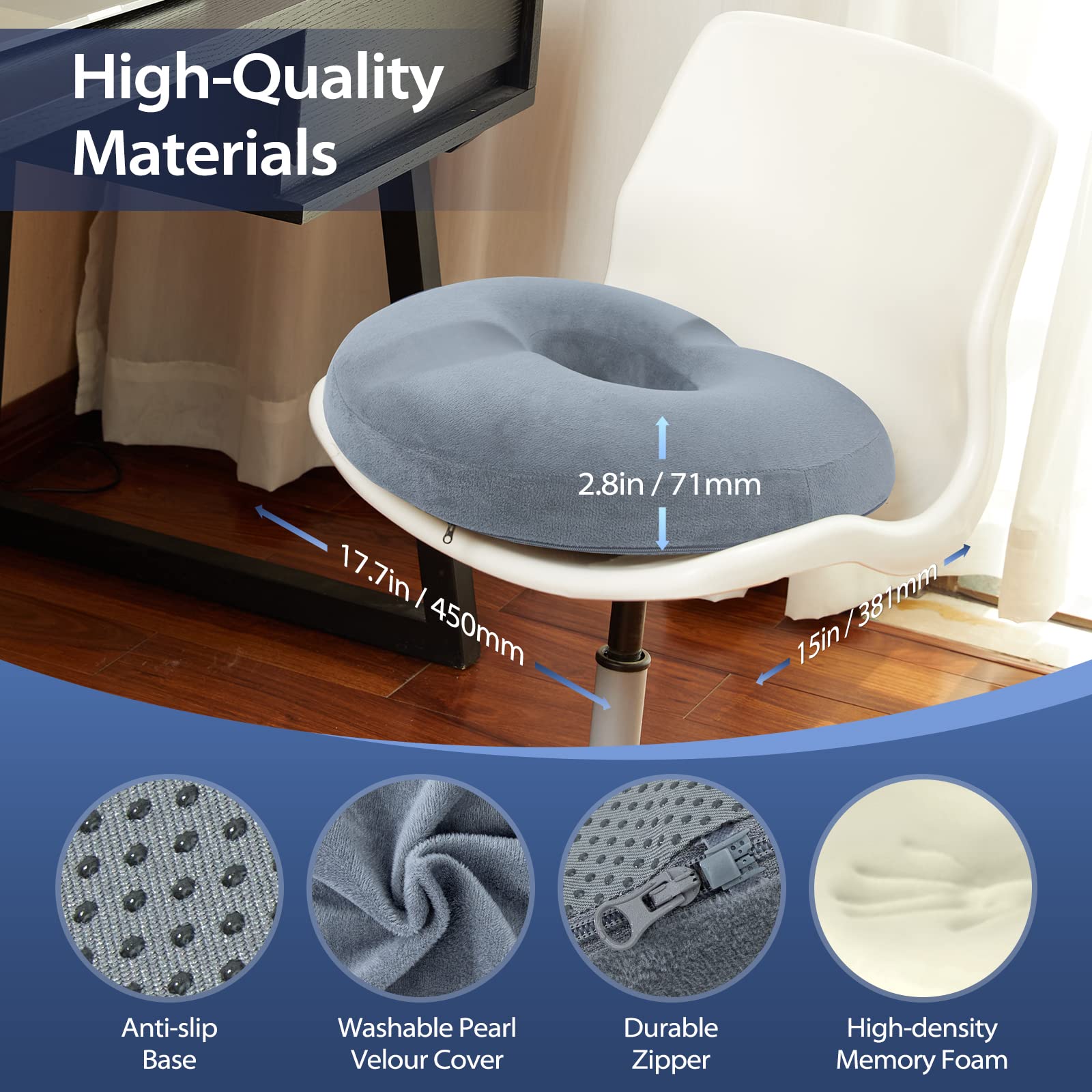 HOMCA Travel Pillow, Portable Head Neck Rest Inflatable Pillow from, Design for Airplanes, Cars, Buses, Trains, Office Napping, Camping - Includes Free Eye mask