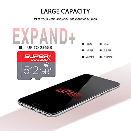 Micro SD 512GB Memory Card with SD Card Adapter for Camera/Phone/Drone/Dash Cam/GOPRO/Tablet/PC/Computer Class 10 TF Card 512GB High Speed Micro Memory SD Cards