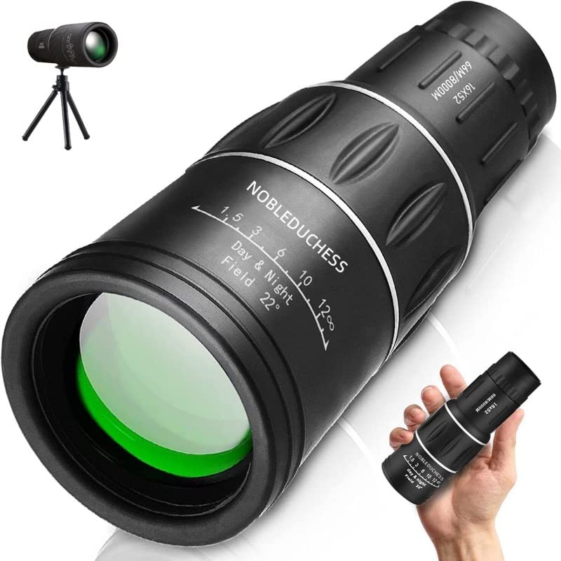 16X52 Monocular Telescope with Tripods, NOBLEDUCHESS High Power Prism Compact Monoculars for Adults Kids, HD Monocular Scope for Bird Watching Hiking Concert Travelling