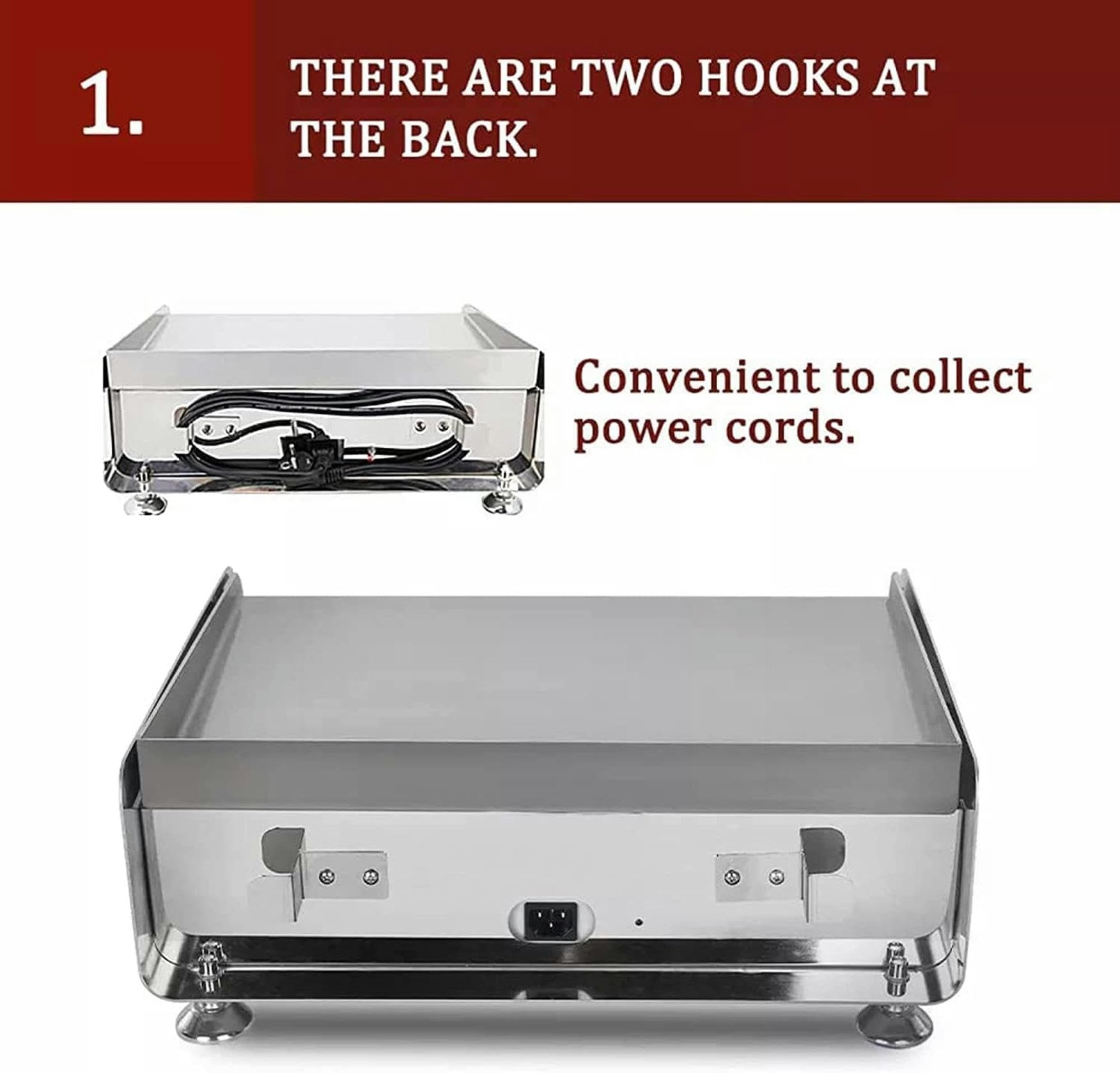 2300W Commercial Electric Frying Pan, Non Stick Temperature Controlled Multi-Functional Snack Kitchen Appliance, Teppanyaki, Pancake, Steak, Fried Rice, Fried Egg, Teppanyaki Squid, Etc
