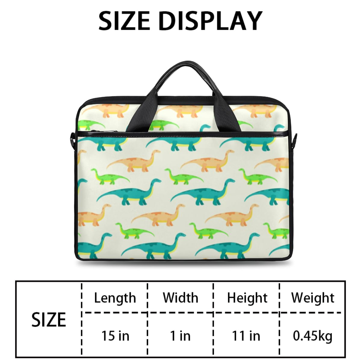 Colorful Brachiosaurus Laptop Computer Bag Waterproof Shoulder Messenger Bag 13-15 inch Durable Laptop Tote Bag with Shoulder Strap Handle Lightweight Crossbody Briefcase
