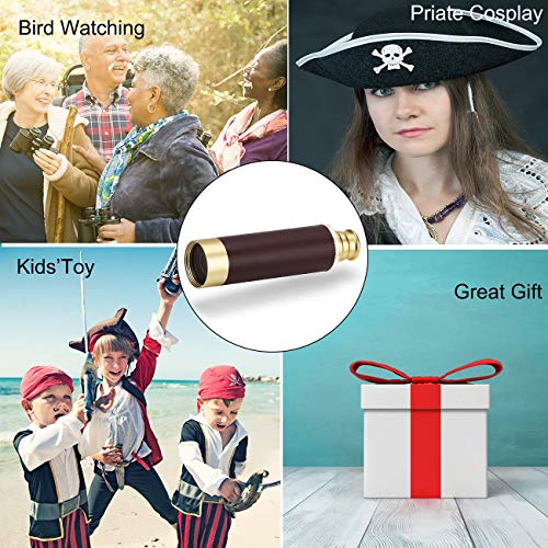 SSZS Pirate Monocular Telescope, 25x30 High Powered Zoomable Collapsible Monocular Brass Spyglass Handheld Waterproof Telescope Monocular for Bird Watching Hunting Hiking Travelling