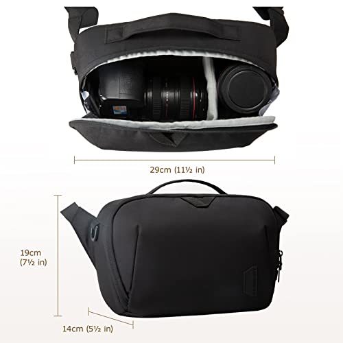 BAGSMART Camera Bag, DSLR Camera Bag, Waterproof Crossbody Camera Case with Padded Shoulder Strap, Anti-Theft Camera Shoulder Bag, Black