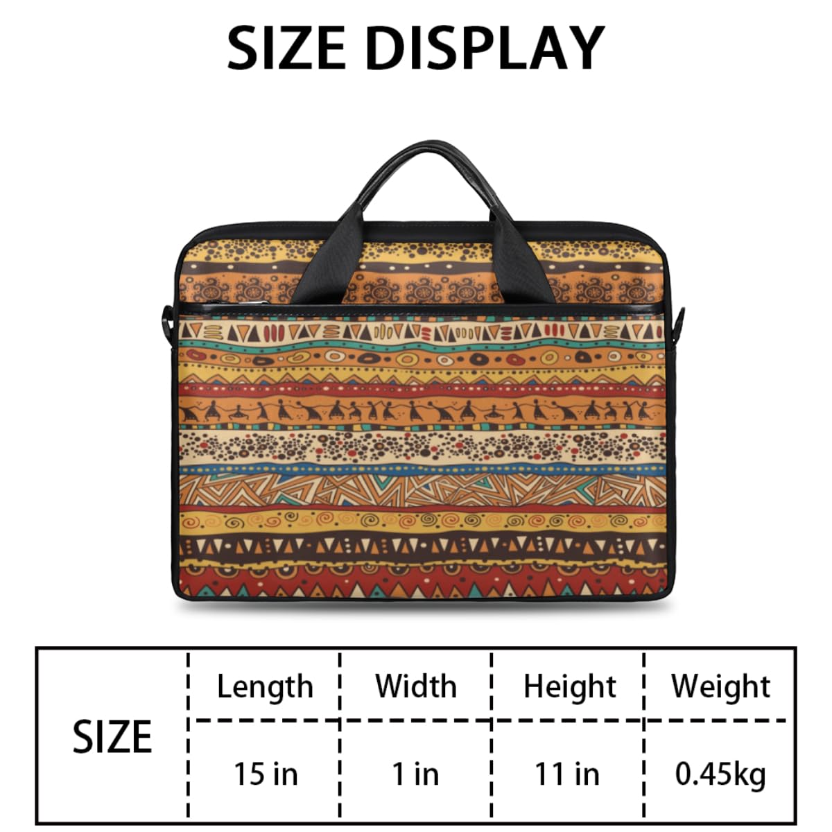 Ethnic Symbol Laptop Computer Bag Waterproof Shoulder Messenger Bag 13-15 inch Durable Laptop Tote Bag with Shoulder Strap Handle Lightweight Crossbody Briefcase