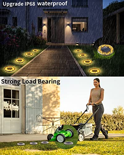 Pisool Solar Ground Lights - 24LED Solar Garden Lights Outdoor Waterproof Sidewalk Disk Bright In-Ground Landscape Lighting for Lawn Patio Pathway Yard
